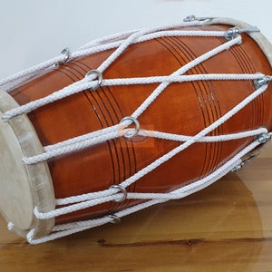 Shriji Handmade Dholak Drum Dhol Bolt and Rope Tuned Mango Wood Special ...