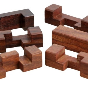 Wooden 3-in-1 Puzzle Games Set 3D Puzzles IQ Brain teaser in | Etsy