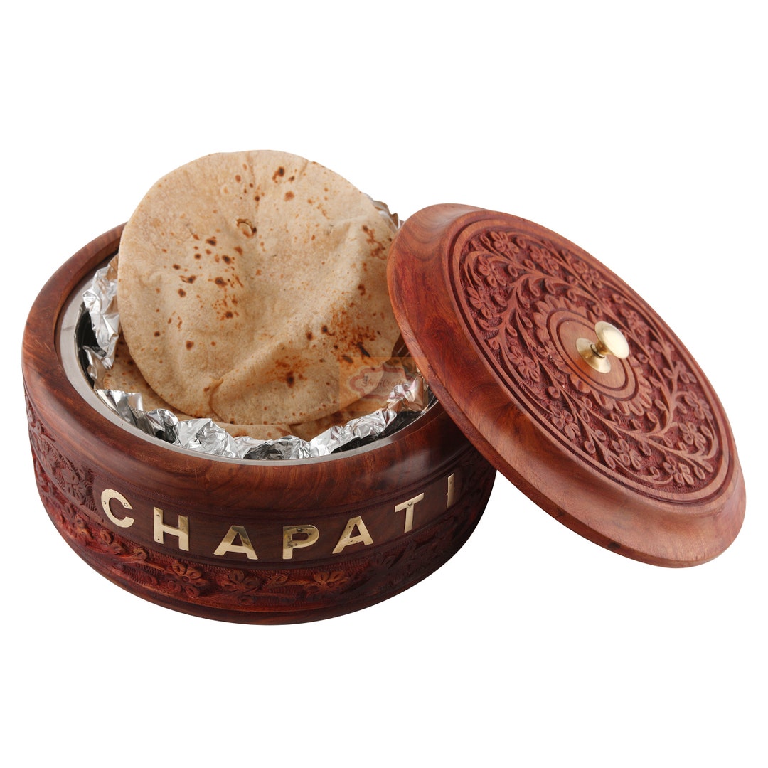 Shriji Handmade Stainless Steel Rosewood Steel Casserole Chapati Box ...