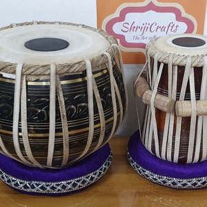 Shriji Indian Tabla Set Embroidery Brass Bayan & Sheesham Dayan Tabla ...