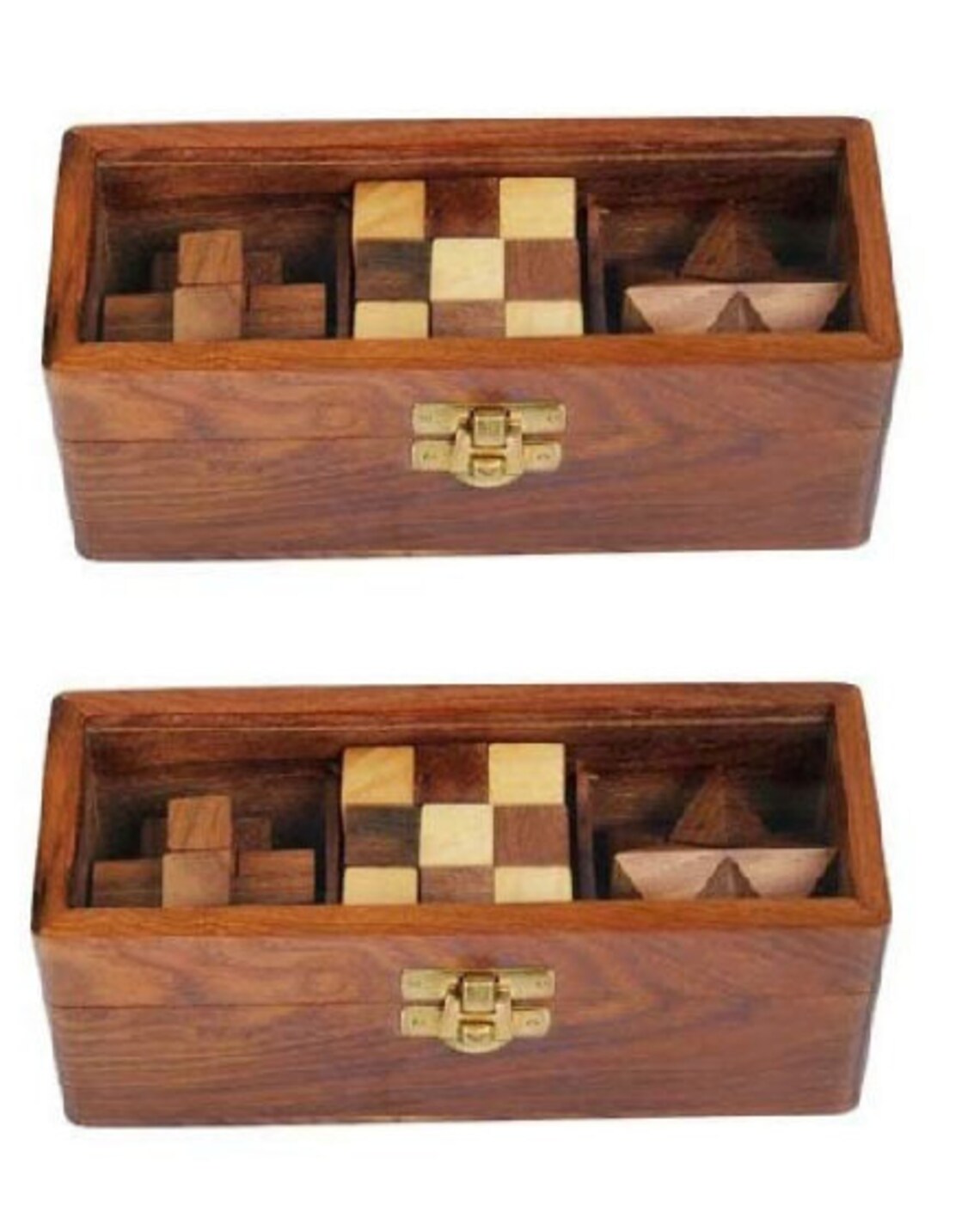 Wooden 3-in-1 Puzzle Games Set 3D Puzzles IQ Brain Teaser in - Etsy