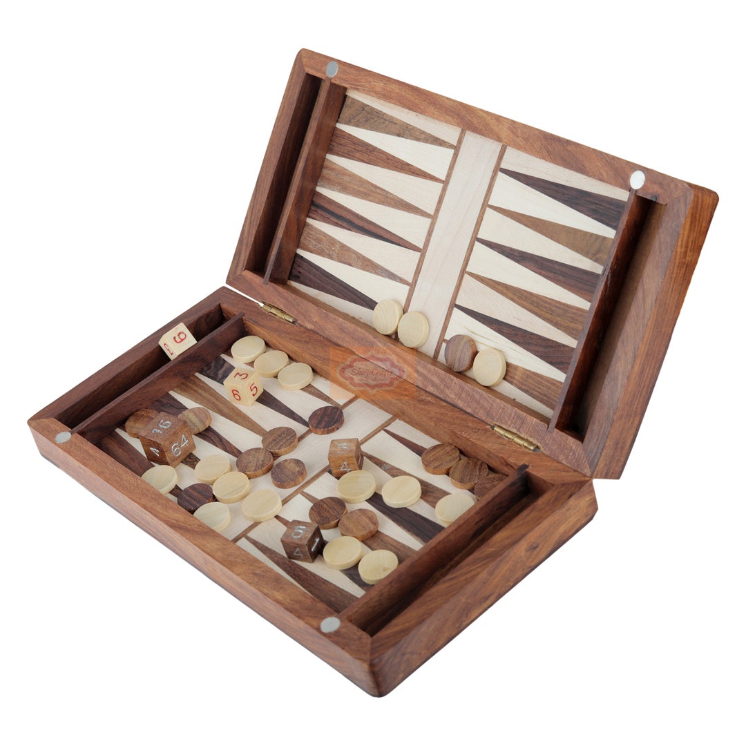 Backgammon and Chess Game Set Handcrafted Sheesham & Maple Wood Premium ...