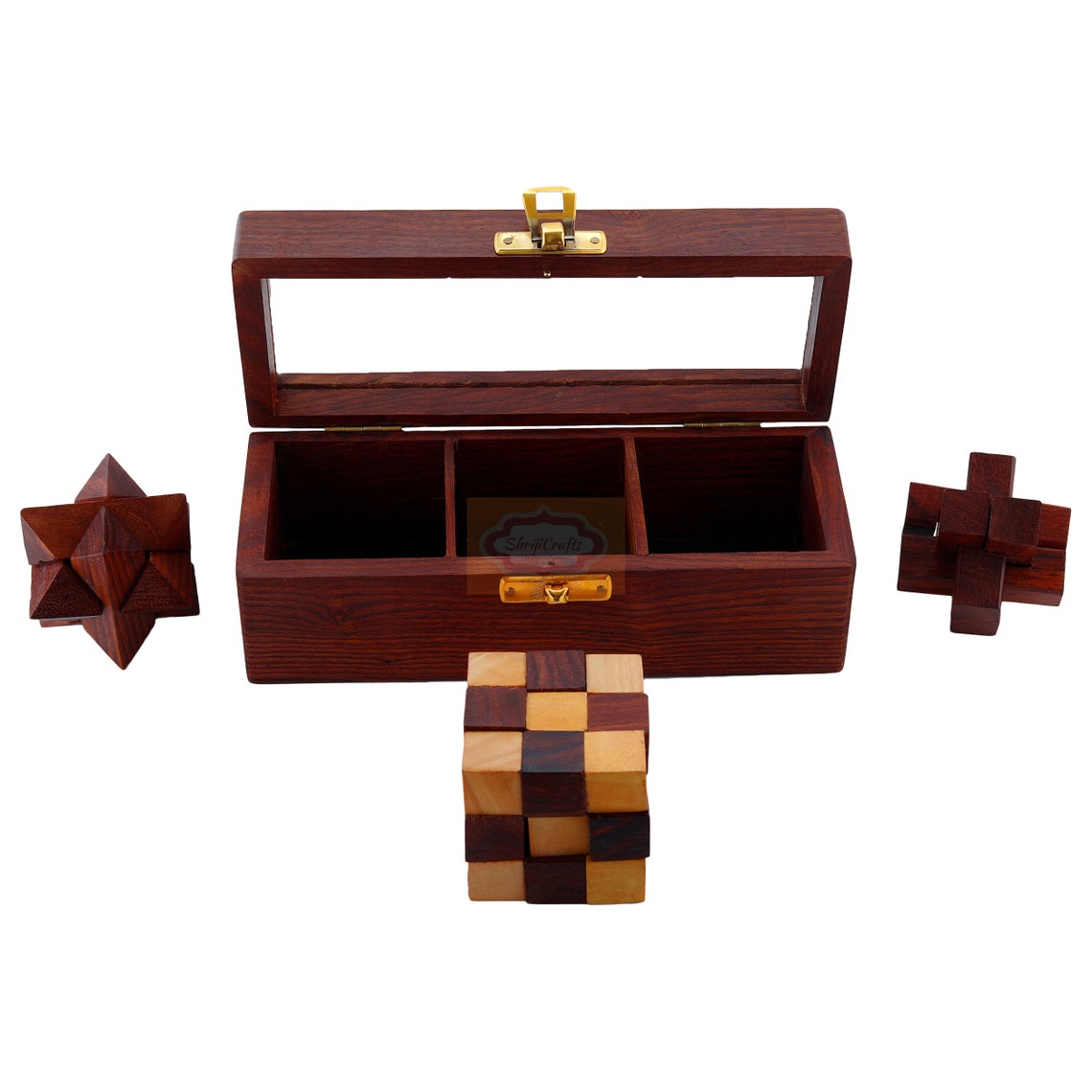 Wooden 3-in-1 Puzzle Games Set 3D Puzzles IQ Brain Teaser in - Etsy