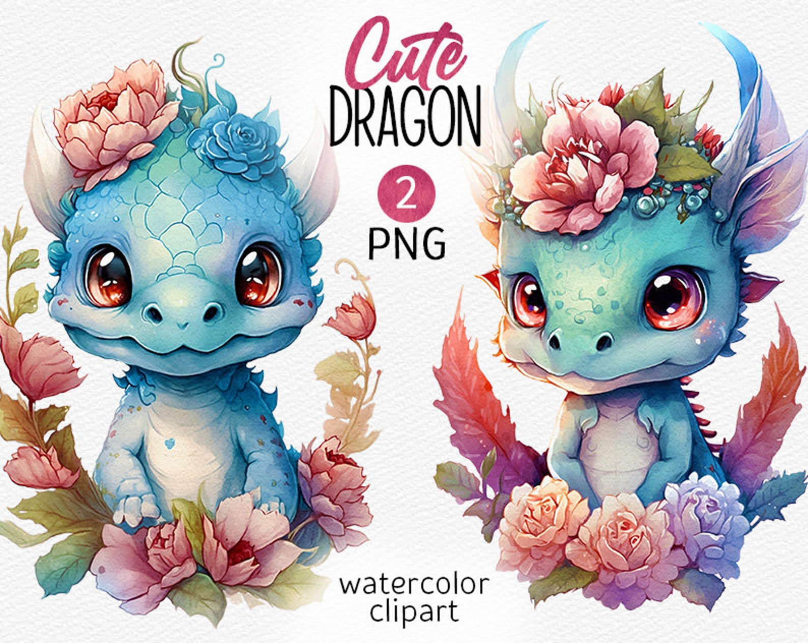 Baby Dragon PNG Watercolor Cute Dragon Clipart Fantasy Clipart ...
