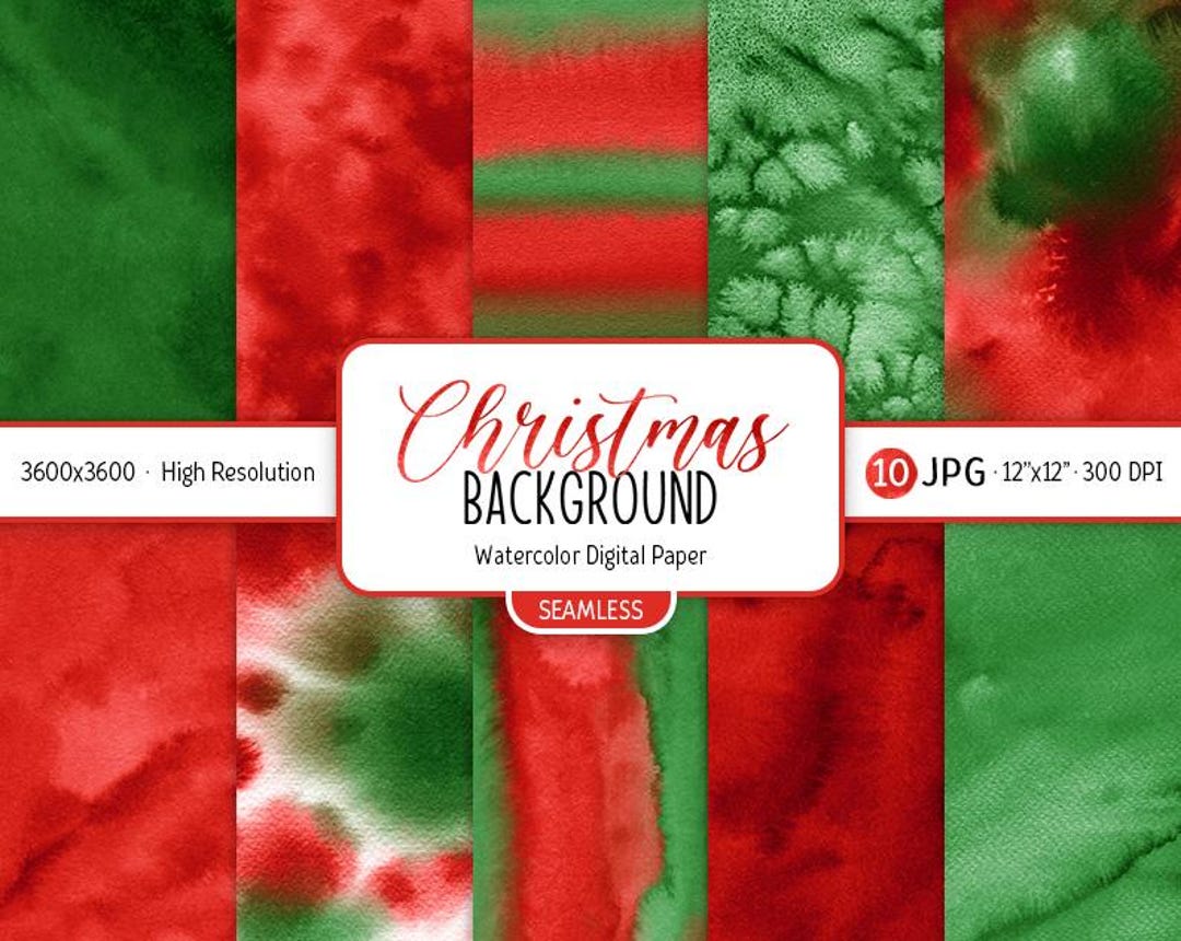 Christmas Digital Paper Pack Watercolor Seamless Pattern Printable ...