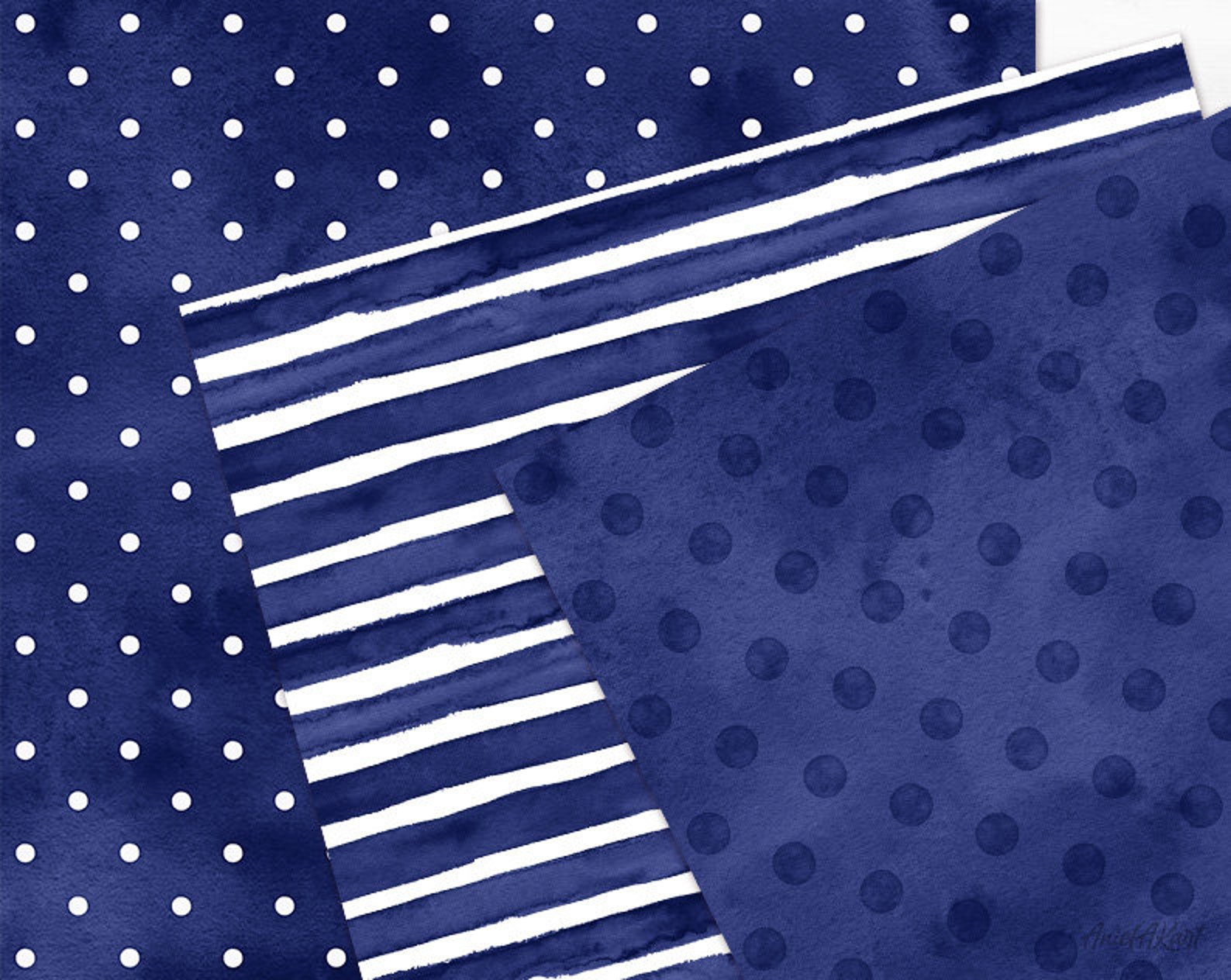 Royal Blue Seamless Pattern Watercolor Polka Dot Digital Paper - Etsy