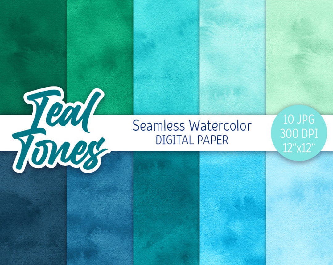 Turquoise Watercolor Background Teal Digital Paper Pack Seamless ...