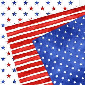Independence Day Digital Paper Pack Watercolor Stars Seamless Pattern ...