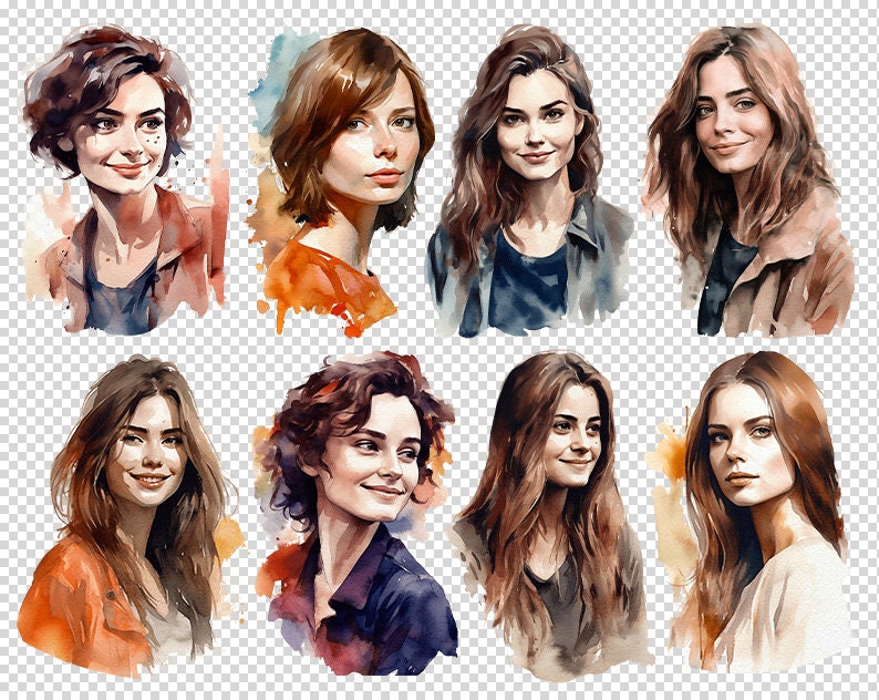Fashion Woman Clipart Watercolor Beautiful Girl PNG American Women ...