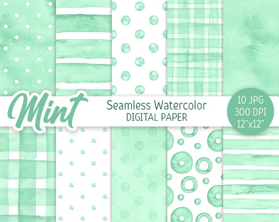 Mint Green Seamless Pattern Watercolor Polka Dot Digital Paper | Etsy