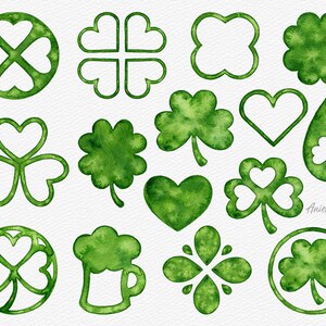 Watercolor St. Patrick's Day Clipart Irish PNG Green Shamrock Clipart ...
