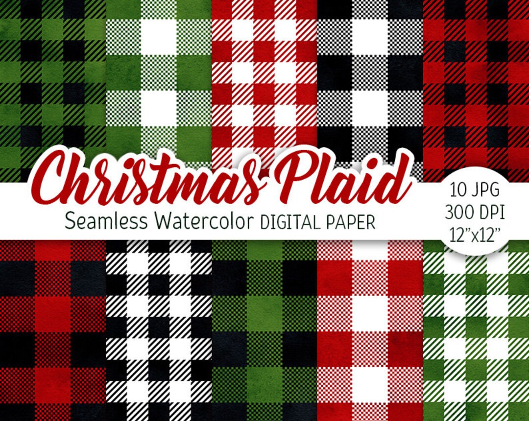 Christmas Plaid Digital Paper Pack Buffalo Plaid Lumberjack Seamless ...
