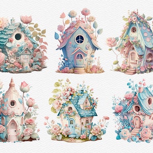 Pastel Fairy House Clipart Watercolor Flower Fairy House PNG ...