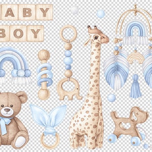 Watercolor Baby Boy Clipart Blue Baby Shower PNG Newborn Clipart ...