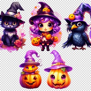 Cute Halloween Clipart Pack Halloween Watercolor Clipart Printable ...