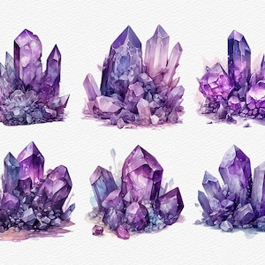 Watercolor Amethyst Clipart Purple Gemstone PNG Amethyst Crystal ...