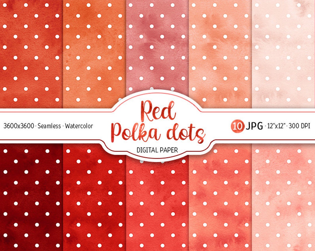 Red Polka Dot Watercolor Background Scarlet Ombre Digital Paper Pack ...