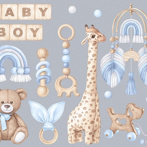 Watercolor Baby Boy Clipart Blue Baby Shower PNG Newborn Clipart ...