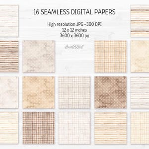 Neutral Boho Digital Paper Pack Watercolor Light Beige Seamless Pattern ...