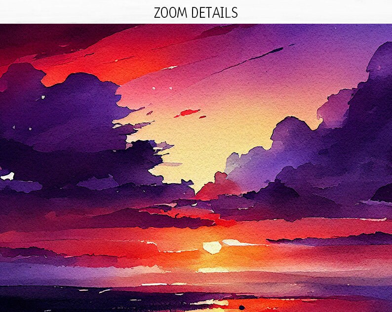 Watercolor Sunset Sky Digital Paper Pack Beach Sunset - Etsy