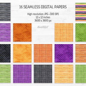 Halloween Digital Paper Pack Watercolor Polka Dot Seamless Pattern ...