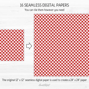 Red & White Valentine Day Digital Paper Pack Watercolor Love Seamless ...