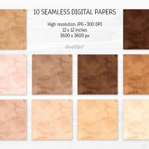 Watercolor Skin Tones Digital Paper Pack Neutral Shades Earthy Boho ...