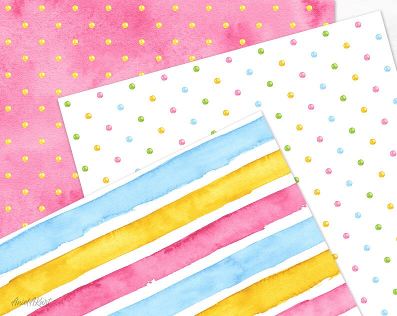 Easter Digital Paper Pack Watercolor Polka Dot Seamless Pattern ...