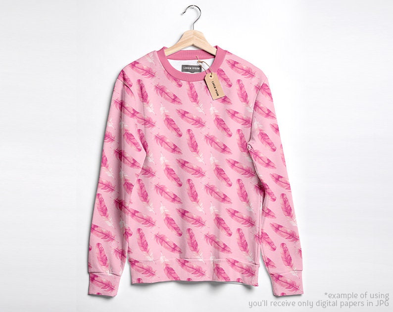 Pink Feather Watercolor Digital Paper Pack Exotic Boho - Etsy