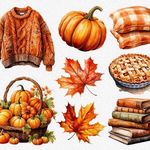 Cozy Autumn Watercolor Clipart Fall PNG Graphics Falling Leaves Girl ...