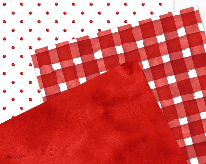 Scarlet Red Seamless Pattern Watercolor Polka Dot Digital - Etsy