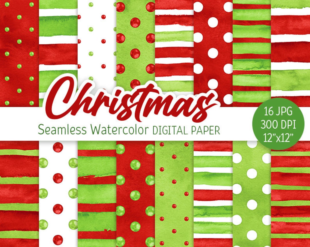 Christmas Digital Paper Pack Watercolor Polka Dot Seamless - Etsy