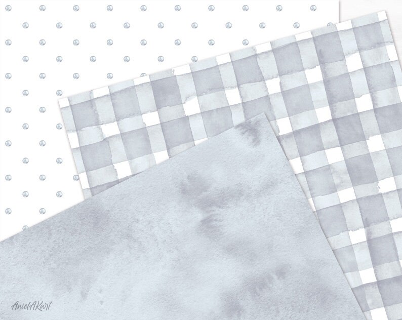 Light Grey Seamless Pattern Watercolor Polka Dot Digital Paper Pack ...