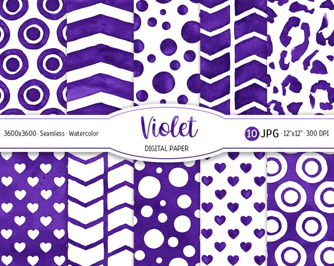 Violet Digital Paper Pack Watercolor Confetti Seamless Pattern ...