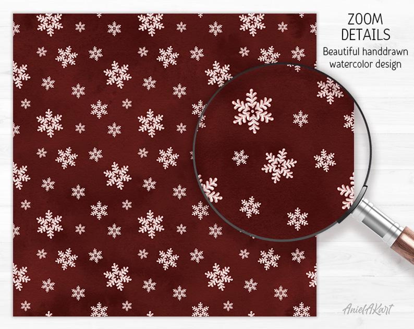 Christmas Digital Paper Pack Watercolor Snowflakes Seamless Pattern ...