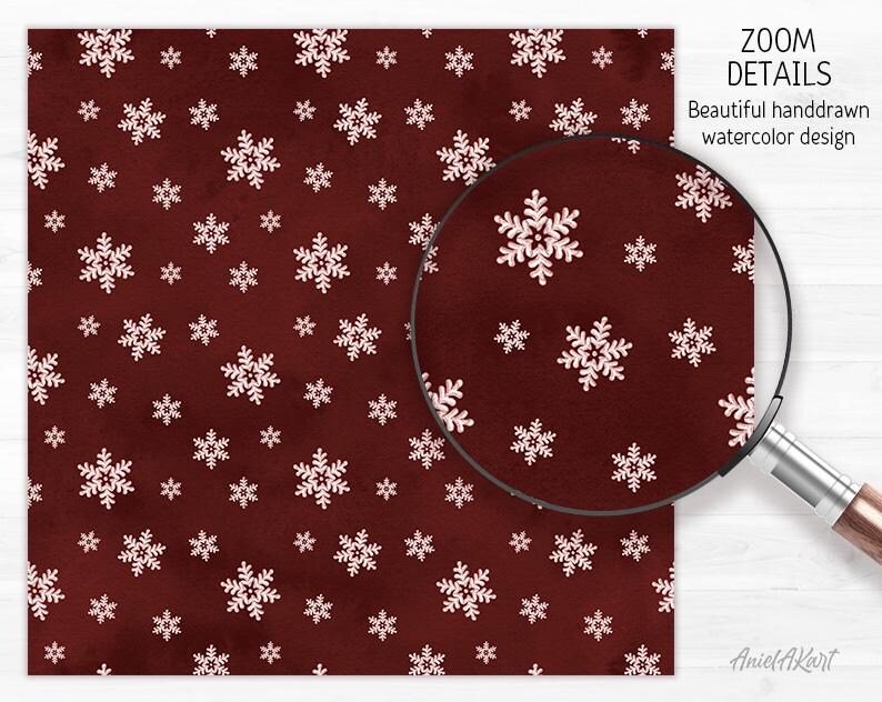 Christmas Digital Paper Pack Watercolor Snowflakes Seamless Pattern ...