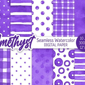 Amethyst Purple Seamless Pattern Watercolor Polka Dot Digital Paper ...