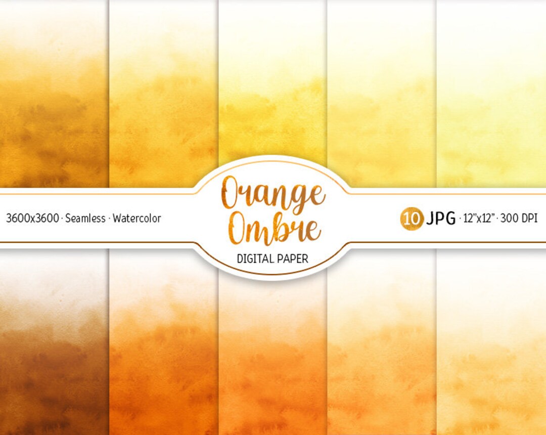 Orange Ombre Watercolor Background Honey Yellow Digital Paper Pack ...