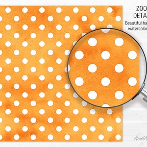 Orange Black Digital Paper Pack Watercolor Polka Dot Seamless Pattern ...