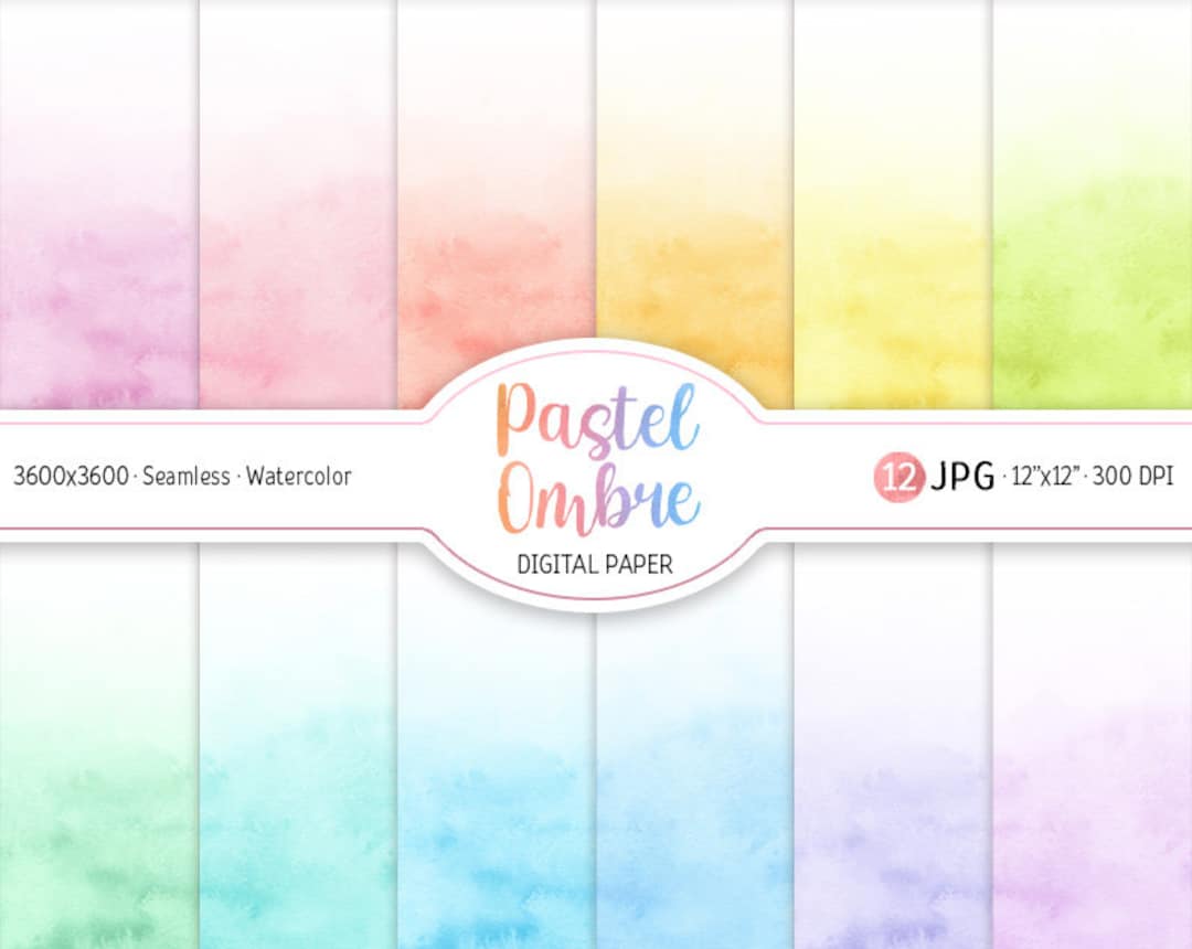Pastel Ombre Watercolor Background Pastel Digital Paper Pack Rainbow ...