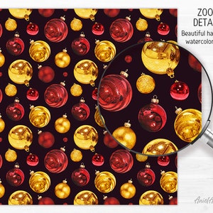 Christmas Watercolor Digital Paper Pack Seamless Pattern Ornaments ...