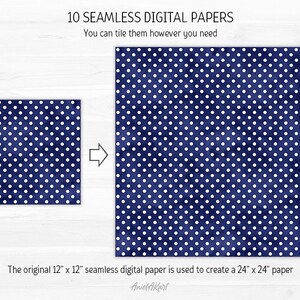 Royal Blue Geometric Pattern Watercolor Seamless Digital Paper Pack ...