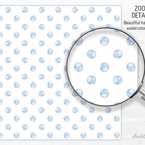Steel Blue Seamless Pattern Watercolor Polka Dot Digital Paper Pack ...