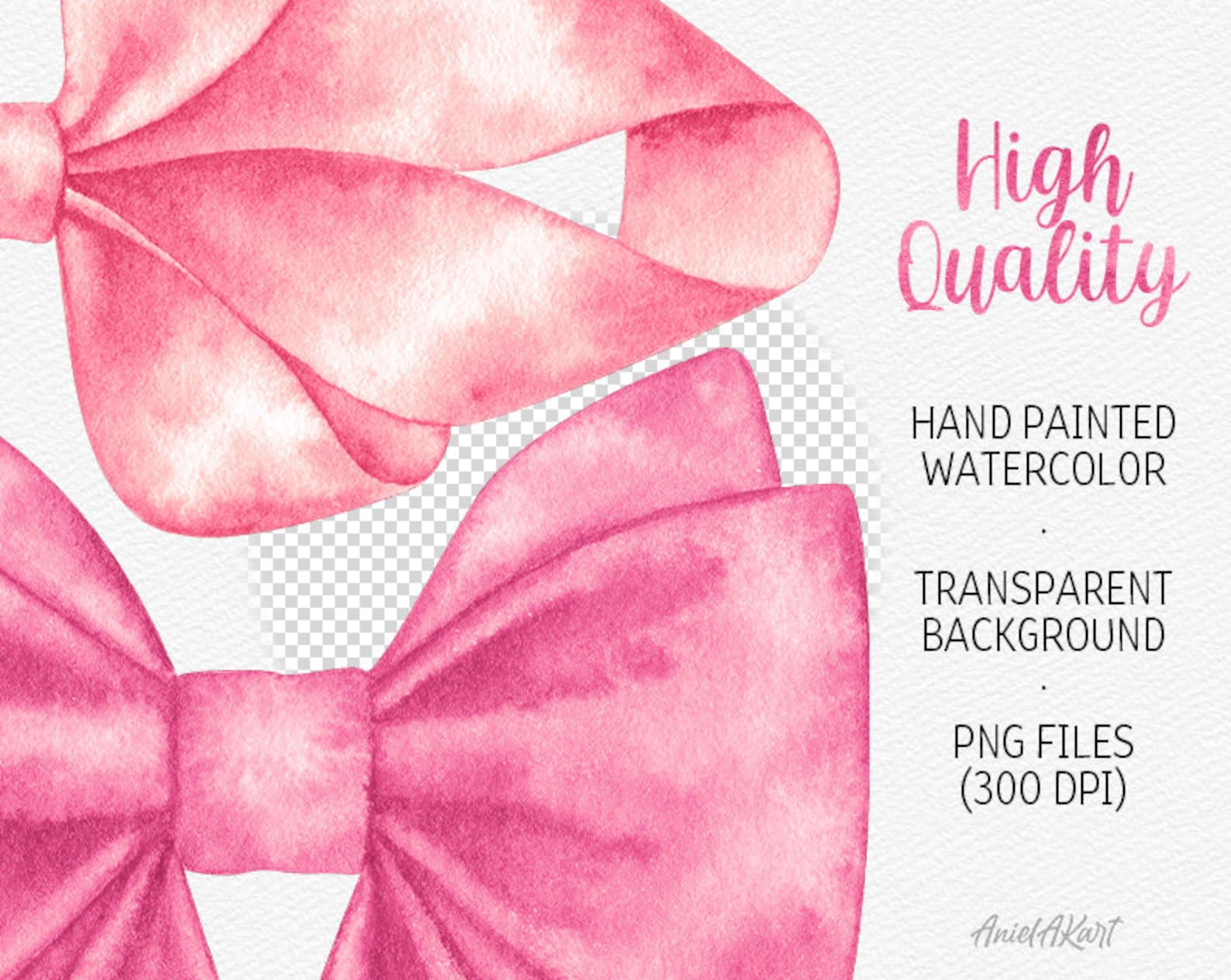 Watercolor Pink Bows Clipart Handpainted Pastel Pink Bows PNG - Etsy