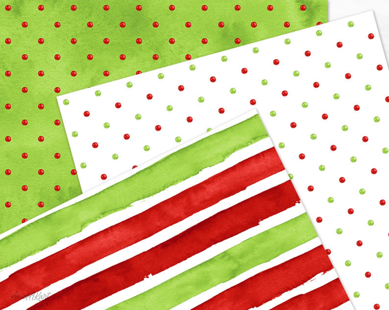 Christmas Digital Paper Pack Watercolor Polka Dot Seamless - Etsy