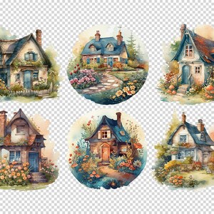 Country Cottage Watercolor Clipart Cute Country House PNG Bundle ...