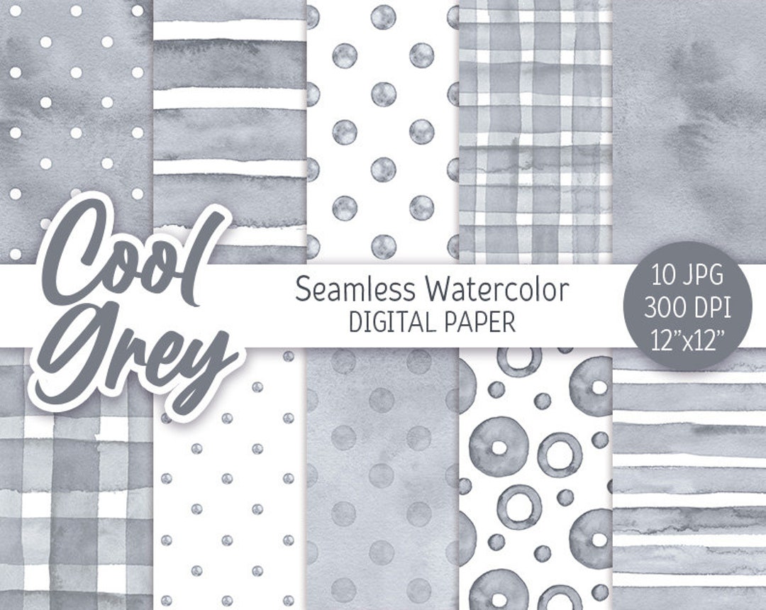 Cool Grey Seamless Pattern Watercolor Polka Dot Digital Paper Pack ...