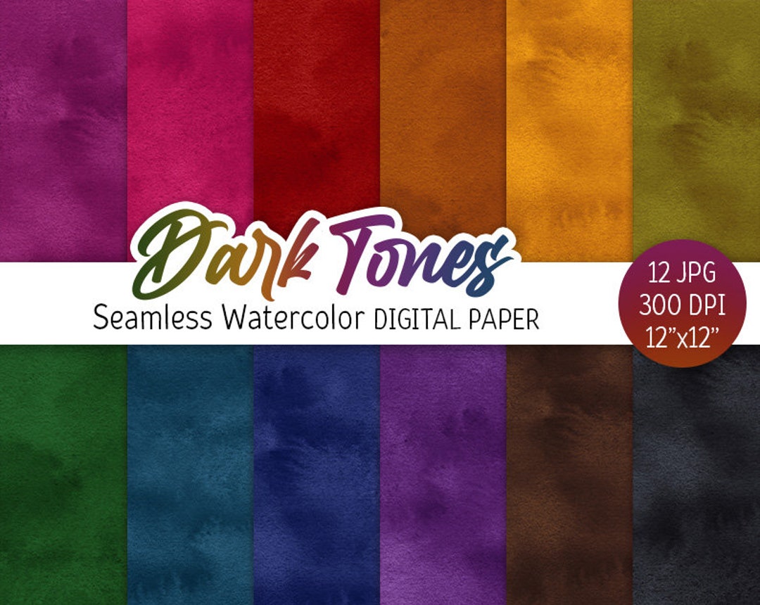 Dark Watercolor Digital Paper Pack Dark Hues Seamless Pattern Printable ...