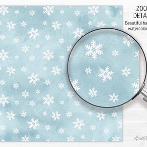 Christmas Digital Paper Pack Watercolor Snowflakes Seamless Pattern ...