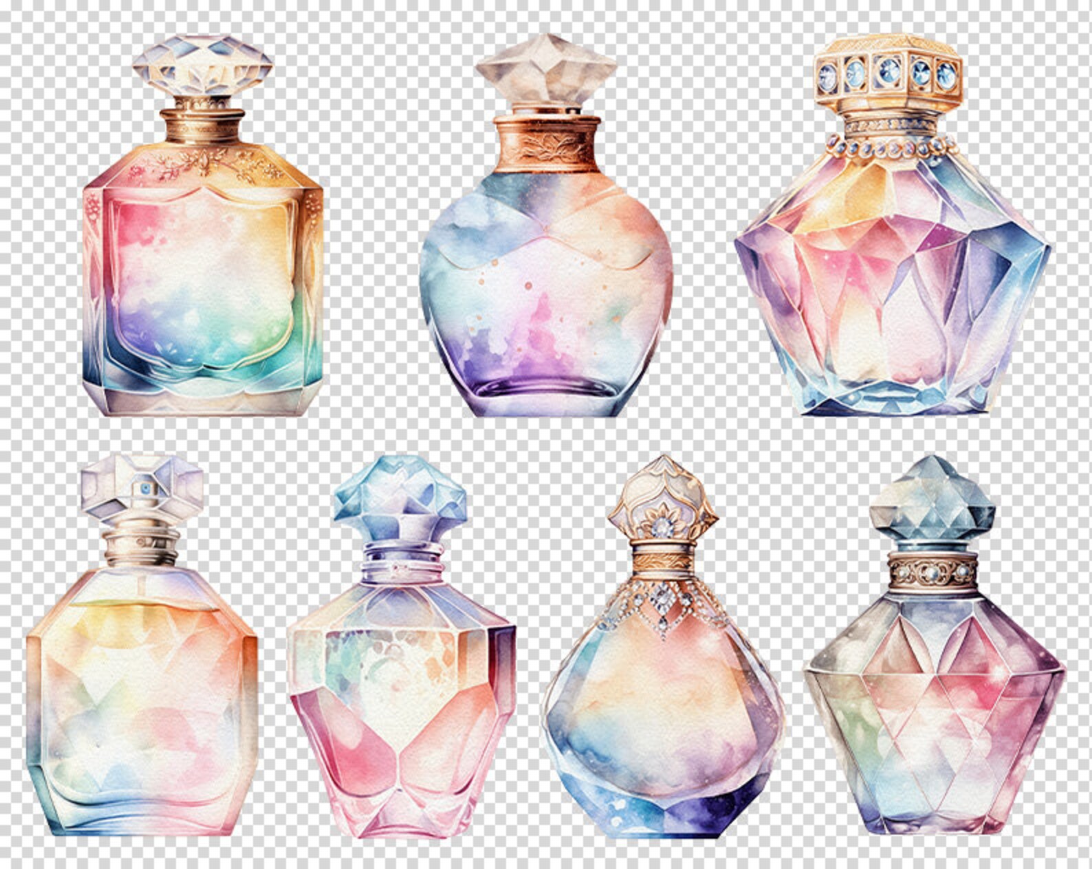 Watercolor Perfume Bottles Clipart Pastel Perfume PNG Bundle - Etsy
